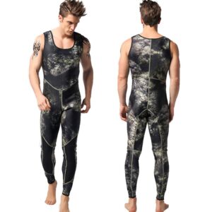 Nataly Osmann Camo Spearfishing Wetsuits Men 3mm /1.5mm Neoprene 2-Pieces Hooded Super Stretch Diving Suit