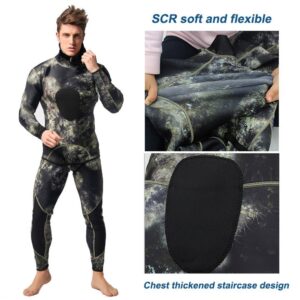 Nataly Osmann Camo Spearfishing Wetsuits Men 3mm /1.5mm Neoprene 2-Pieces Hooded Super Stretch Diving Suit