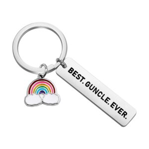 hollp lgbt gay pride jewelry lgbt relationship keychain best guncle ever keychain rainbow pride gift for men women (keychain)