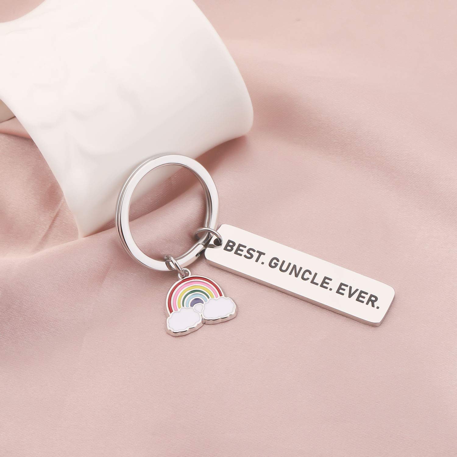 HOLLP LGBT Gay Pride Jewelry LGBT Relationship Keychain Best Guncle Ever Keychain Rainbow Pride Gift for Men Women (Keychain)