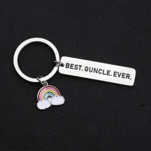 HOLLP LGBT Gay Pride Jewelry LGBT Relationship Keychain Best Guncle Ever Keychain Rainbow Pride Gift for Men Women (Keychain)