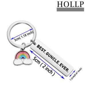 HOLLP LGBT Gay Pride Jewelry LGBT Relationship Keychain Best Guncle Ever Keychain Rainbow Pride Gift for Men Women (Keychain)