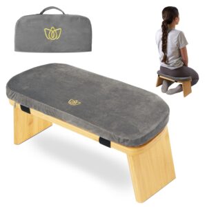 florensi meditation bench - bamboo, foldable & ergonomic meditation stool - sturdy prayer bench with meditation cushion, comfortable for kneeling or sitting - perfect for deeper & longer meditation