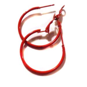 color hoop earrings simple thin hoop earrings 1 inch hoop earrings (red)