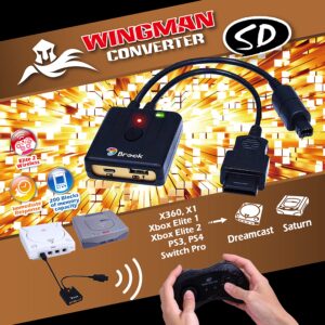 Brook Wingman SD Converter - Support XB Series X/S/One/360, PS5/PS4/PS3, Xb Elite 1/2, Switch Pro Controllers on Dreamcast, Saturn Console and PC(X-Input), Retro Controller Adapter, Turbo and Remap