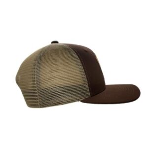 National Park Service Trucker mens Snapback Hat with National Park Service (NPS) Woven Patch (Brown on Khaki)