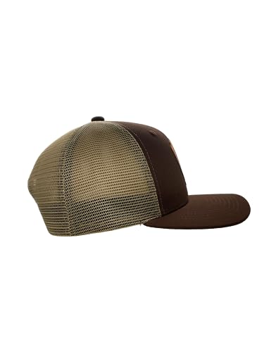 National Park Service Trucker mens Snapback Hat with National Park Service (NPS) Woven Patch (Brown on Khaki)