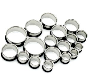 hekeuor 00g 7/16” 1/2” 9/16” 5/8” 11/16” 13/16” 7/8” 1” ear gauge stretching kit stainless steel tapers and plugs set