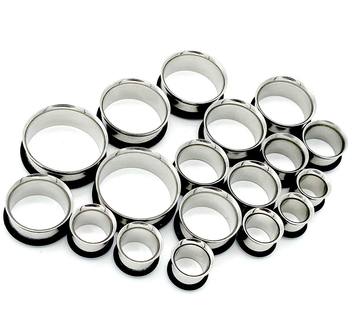 HEKEUOR 00G 7/16” 1/2” 9/16” 5/8” 11/16” 13/16” 7/8” 1” Ear Gauge Stretching Kit Stainless Steel Tapers and Plugs Set