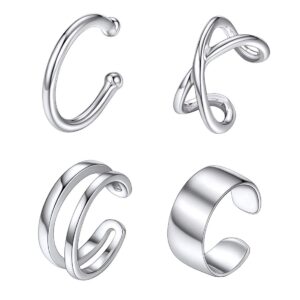 chicsilver 4 pcs s925 sterling silver criss cross ear cuff no pierce ear cuff sets double simple lines ear cuff fake cartilage earring helix piercing