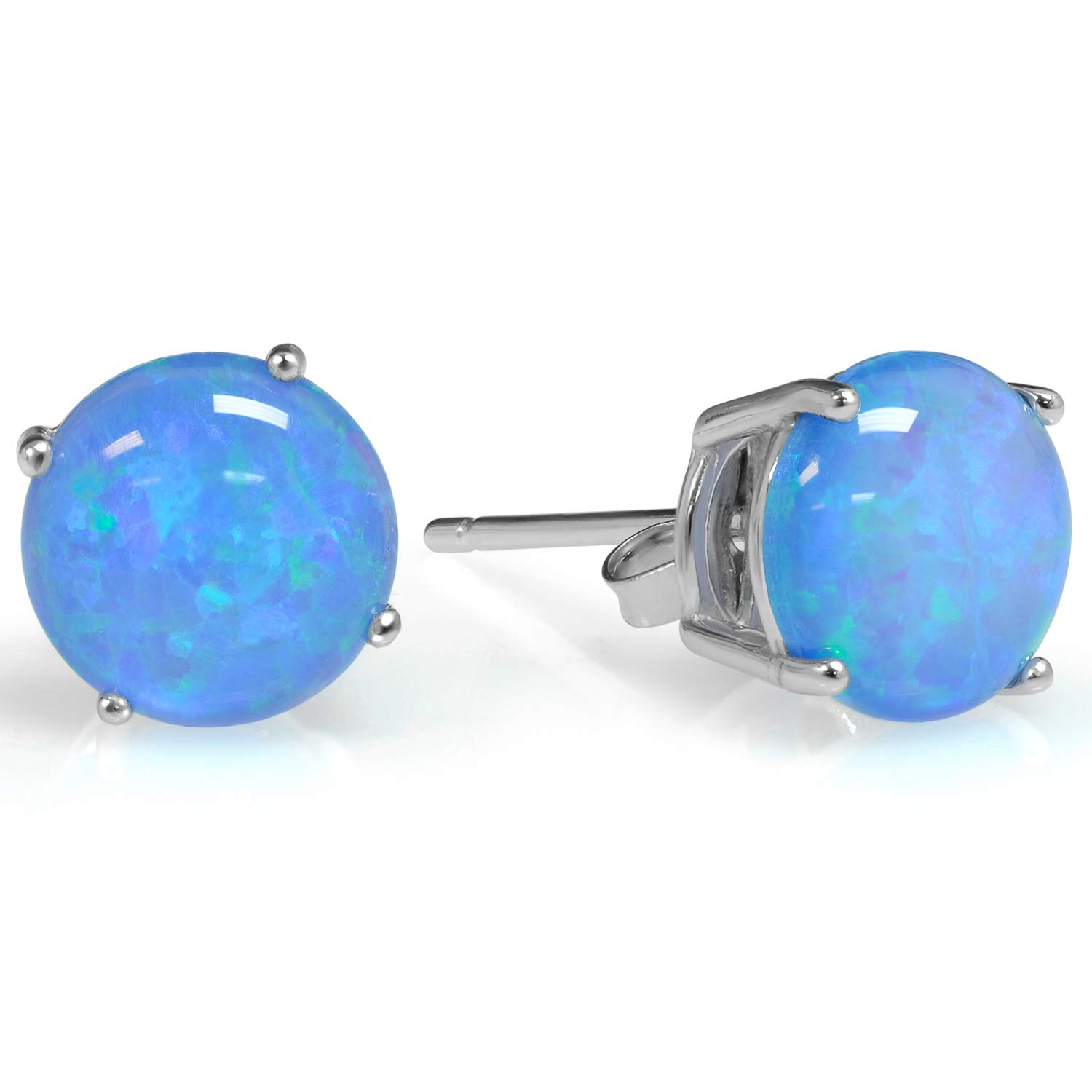 MUIBLU Sterling Silver 6mm Created Opal Stud Earrings 3 Pack Set, Hypoallergenic Fashion Jewelry