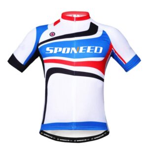 sponeed Men Cycle Jersey with Pockets Cushioned Short Padded Road Bike Mountain Bicycle Shirt Wear US S Red Blue