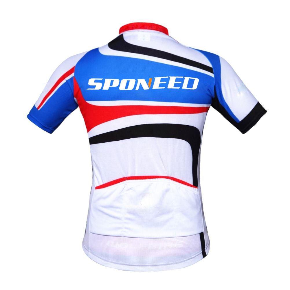 sponeed Men Cycle Jersey with Pockets Cushioned Short Padded Road Bike Mountain Bicycle Shirt Wear US S Red Blue