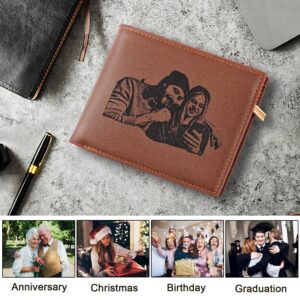 awofer Custom Photo Wallet, Personalized Engraved Wallet Gifts for Men, Husband Wallet from Wife, Custom Daddy Gifts, Engraved Wallet Birthday,Anniversary,Christmas Gifts