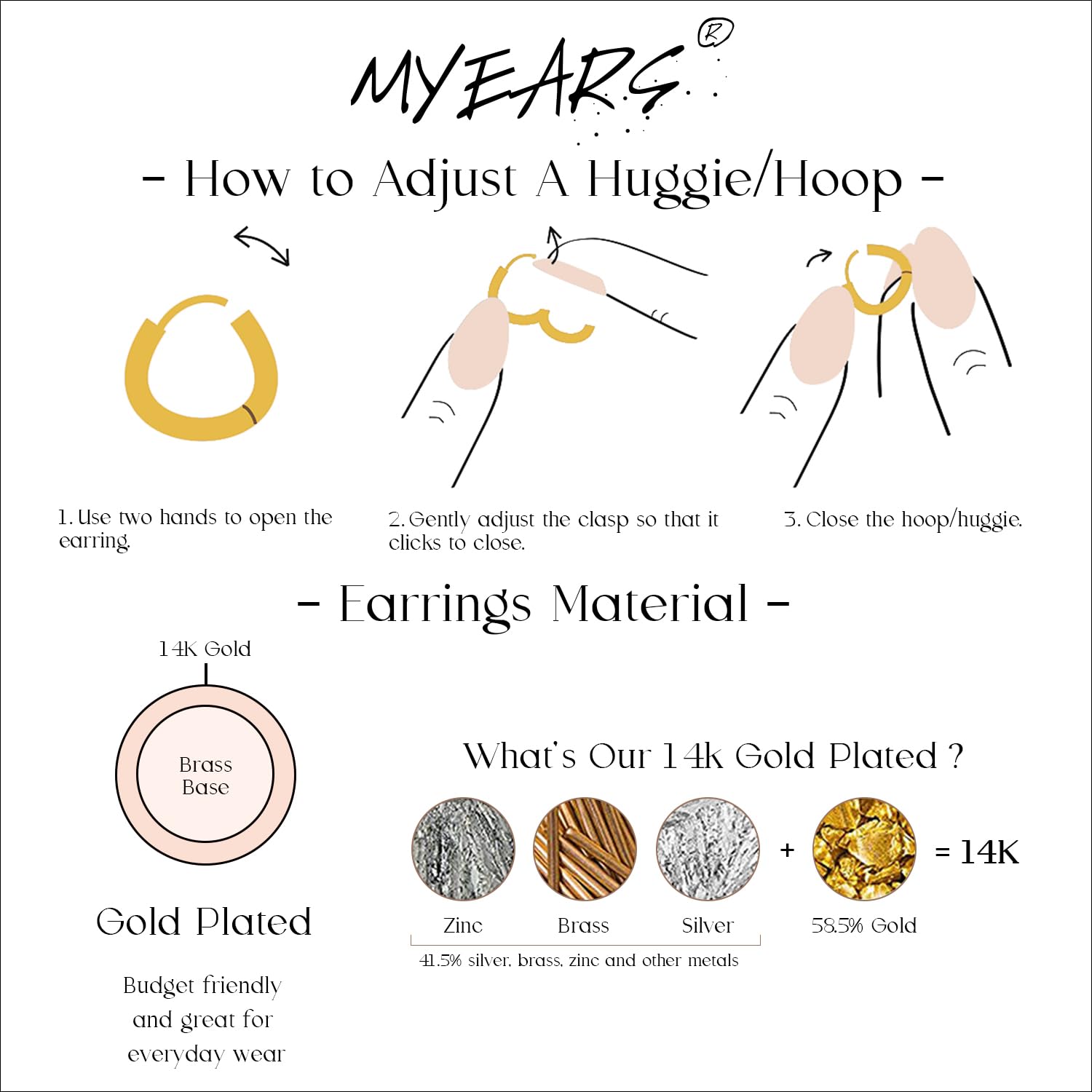 MYEARS Women Chain Link Earrings Gold Huggie Chunky Hoop Diamond Cubic Zirconia 14K Gold Filled Small Simple Handmade Hypoallergenic Everyday Jewelry