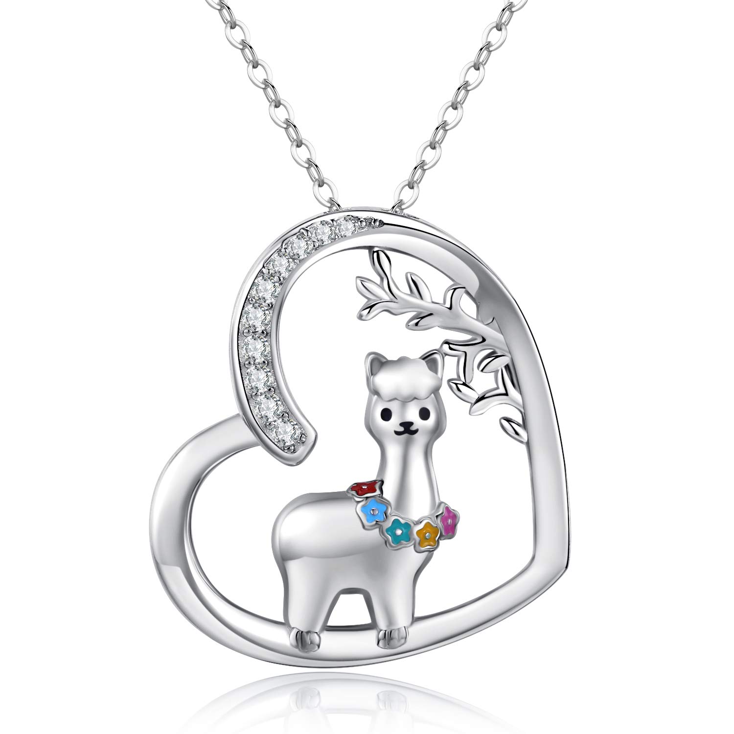 JUSTKIDSTOY Llama Necklace Jewelry Sterling Silver Cute Animal Alpaca Pendant Necklace Birthday Gifts for Women