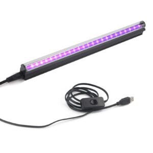 led black light bar, 10w 1ft usb portable t5 uv blacklight tube glow in the dark for body paint room bedroom décor party supplies stage lighting fluorescent poster halloween club