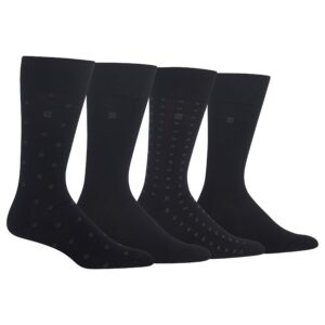 chaps mens pattern and solid assorted dress crew (4 pack) sock, diamond (black), 6 us