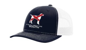 it's all about the south alabama state flag filled pointer mesh back trucker hat-navy/white