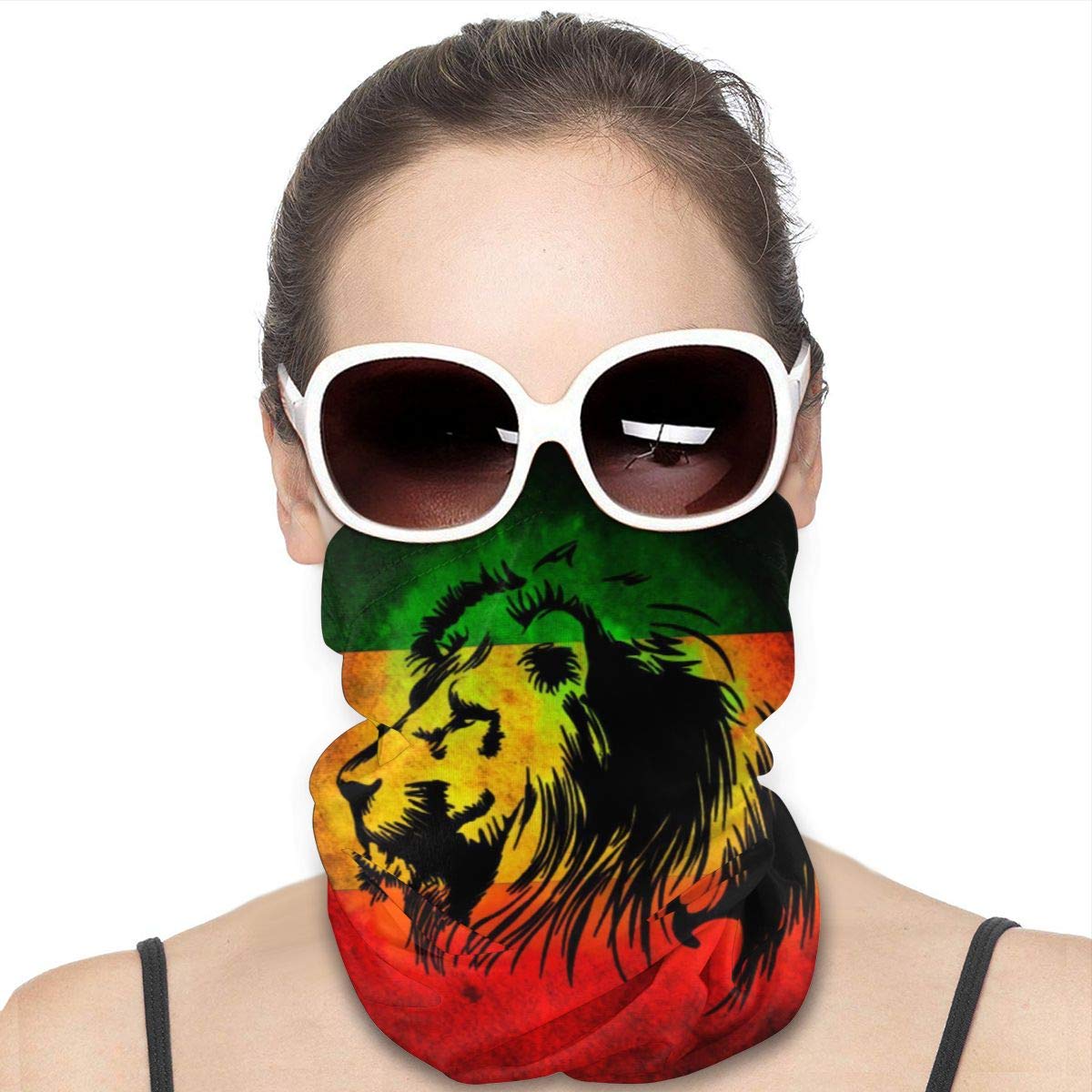 African Flag The Lion of Judah Rasta Rastafari Jamaica Versatile Multifunction Headwear Neck Gaiter Balaclava Helmet Liner Riding Face Cover for Kids Women Men Outdoors UV Protection