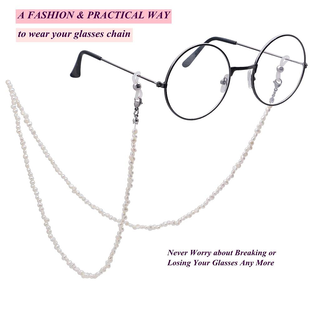 KAI Top Mask Lanyard Chain Face Mask Holder Chain Freshwater Pearl Eyeglasses Chain Sunglasses Chain for Women Girls Men