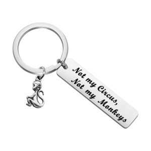 cyting retirement keychain not my circus not my monkeys funny inspirational gift for boss coworkers employees (retirement keychain)