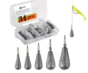 fishing weights drop shot sinker rig kit 34pcs trokar with lead for bass fishing with tackle box