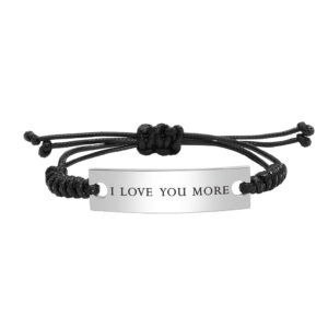 kisseason inspirational mantra bracelet jewelry adjustable friendship bangle bracelet (i love you more)