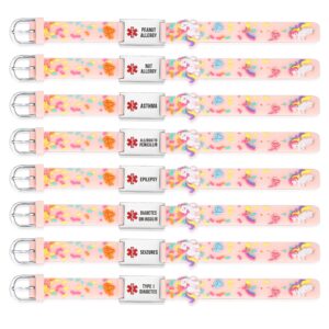 LinnaLove cartoon medical alert id bracelets Parents gift to Son, daughter, brother, sister (Pre-engraving asthma-SHEEP)