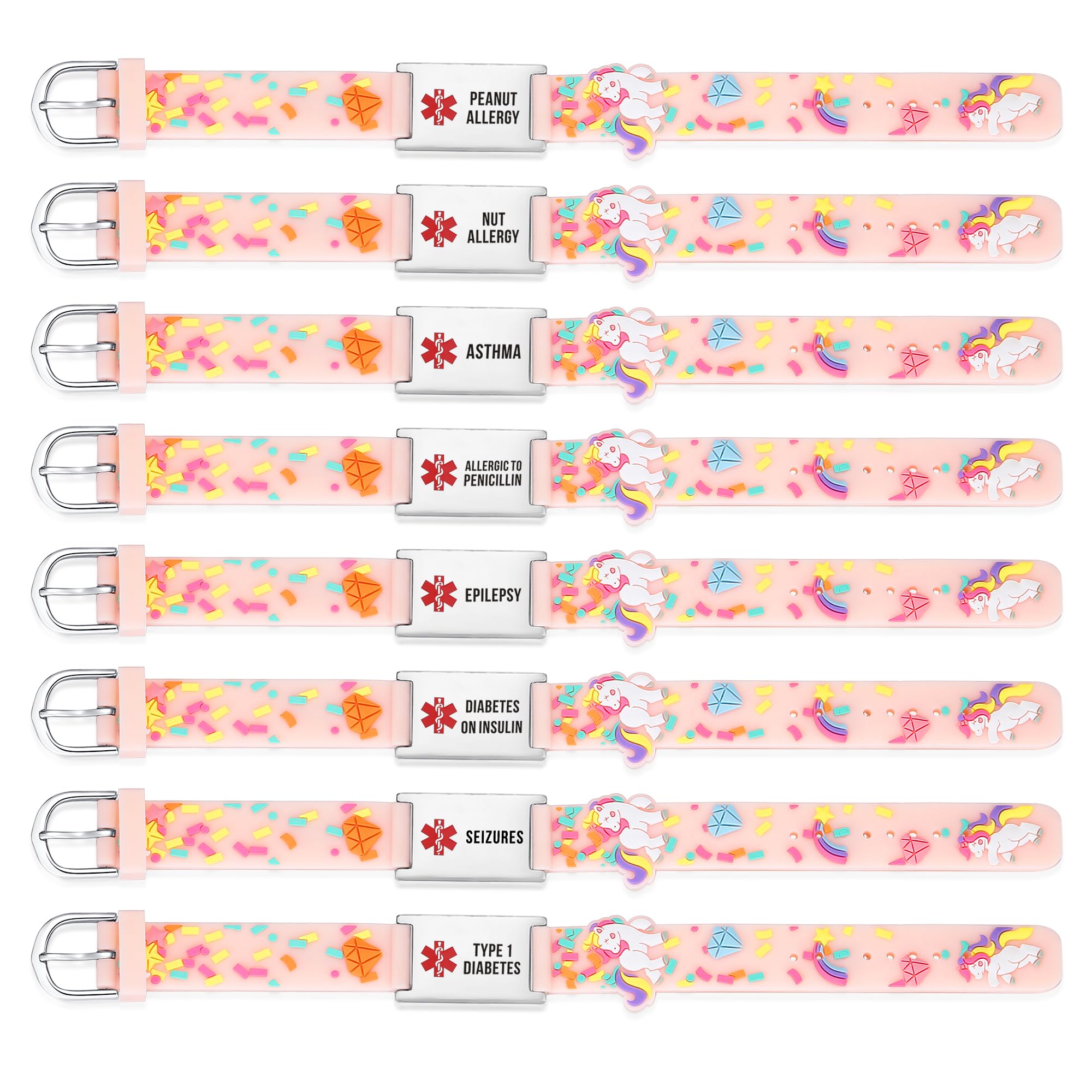 LinnaLove cartoon medical alert id bracelets Parents gift to Son, daughter, brother, sister (Pre-engraving asthma-SHEEP)