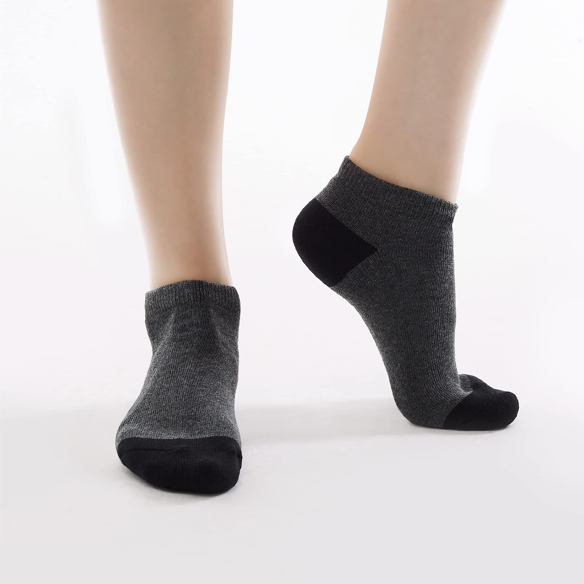 MONFOOT Women's and Men's 10 Pairs Cotton Cushion Ankle Socks Black, multipack