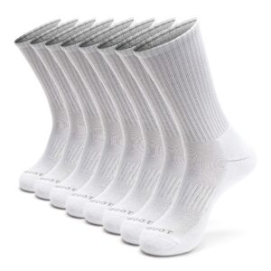 monfoot women's and men's 8 pairs athletic cushion crew socks white medium, multipack