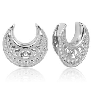 casvort 2 pcs 10mm (00g) hypoallergenic 316 stainless steel silver aesthetic opening saddle tunnels hangers ear gauges plugs stretcher earring piercing body jewelry