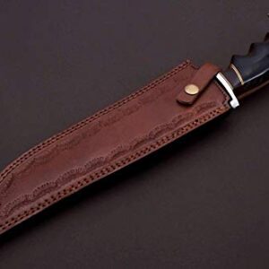 Handmade D2 Custom Steel Hunting Bowie Knife Fixed Blade with Leather Sheath 1089