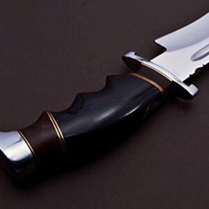 Handmade D2 Custom Steel Hunting Bowie Knife Fixed Blade with Leather Sheath 1089