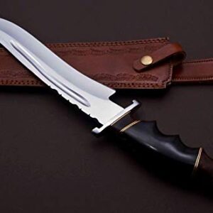 Handmade D2 Custom Steel Hunting Bowie Knife Fixed Blade with Leather Sheath 1089