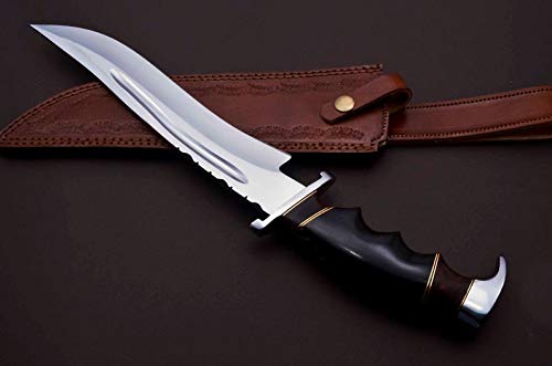 Handmade D2 Custom Steel Hunting Bowie Knife Fixed Blade with Leather Sheath 1089