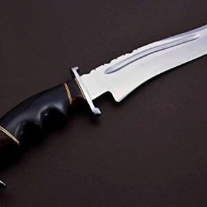 Handmade D2 Custom Steel Hunting Bowie Knife Fixed Blade with Leather Sheath 1089