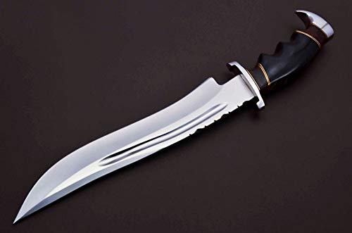 Handmade D2 Custom Steel Hunting Bowie Knife Fixed Blade with Leather Sheath 1089