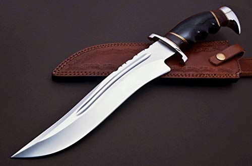 Handmade D2 Custom Steel Hunting Bowie Knife Fixed Blade with Leather Sheath 1089