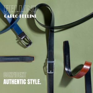 Carlo Fellini Mens Belt Genuine Leather Ratchet Belt - Dress Belts For Men Slide Belt for Men