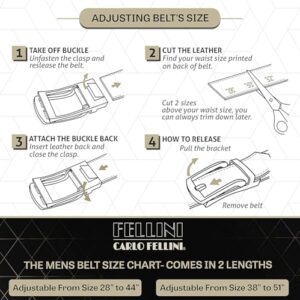 Carlo Fellini Mens Belt Genuine Leather Ratchet Belt - Dress Belts For Men Slide Belt for Men