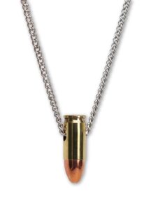 real metal 9mm luger bullet jewelry necklace hand polished brass and copper finish