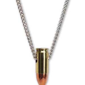 Real Metal 9mm Luger Bullet Jewelry Necklace Hand Polished Brass and Copper Finish