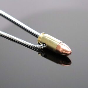 Real Metal 9mm Luger Bullet Jewelry Necklace Hand Polished Brass and Copper Finish