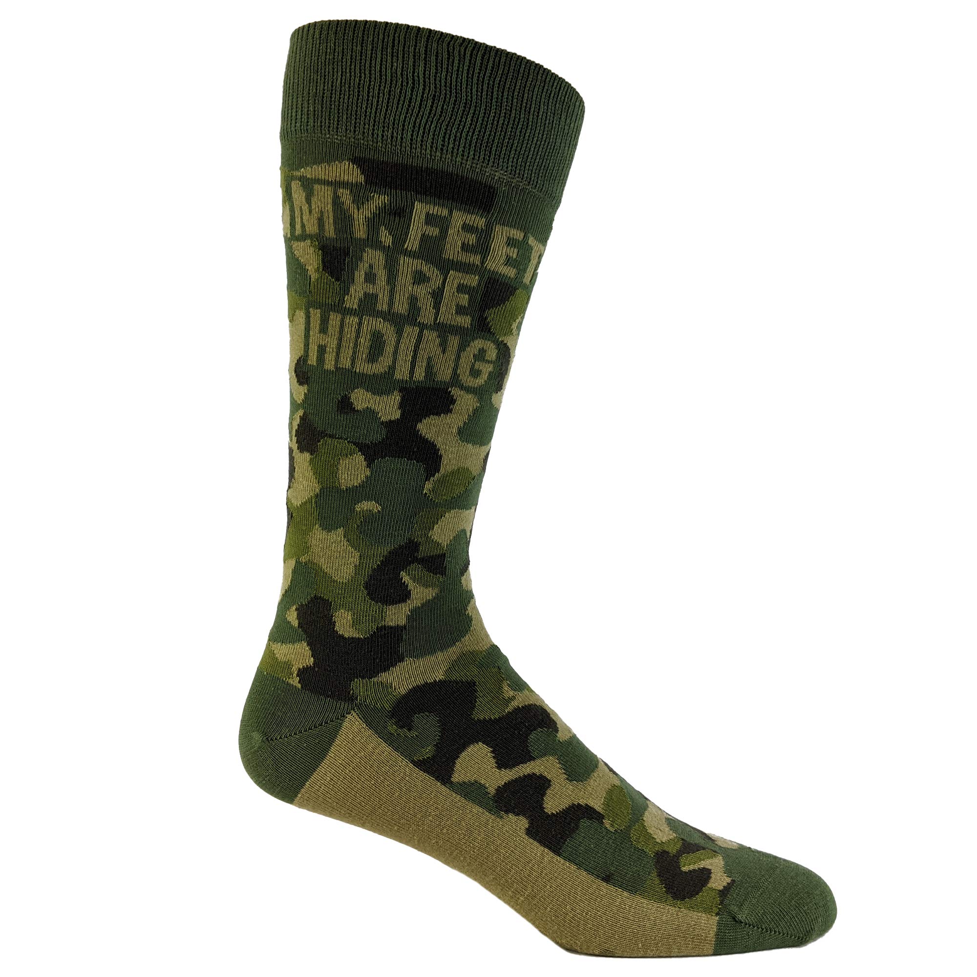 Crazy Dog T-Shirts Mens My Feet Are Hiding Socks Funny Saying Camo Army Gag Gift Cool Hunting Novelty Present Graphic Footwear