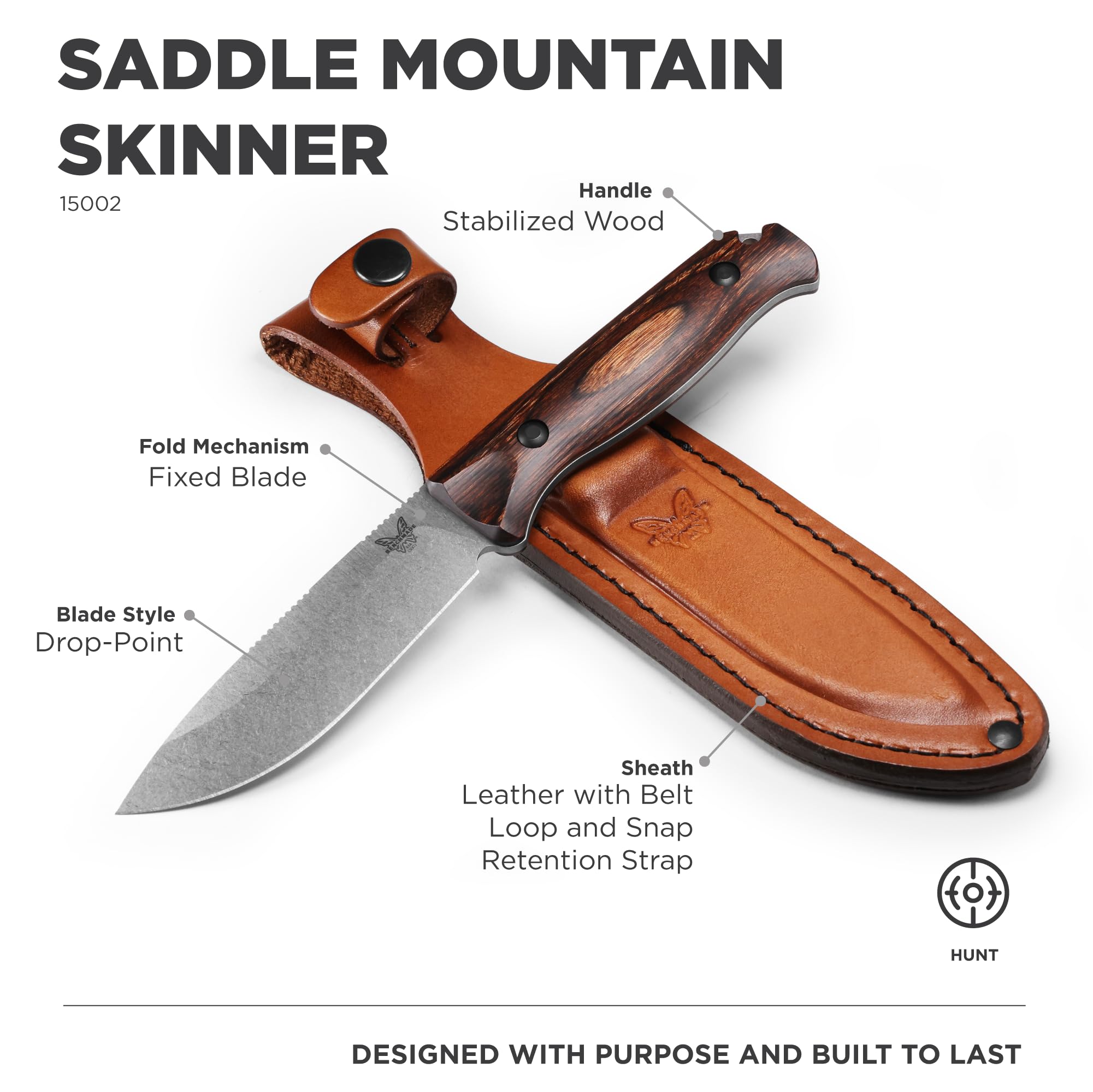 Benchmade - Saddle Mountain 15002 Hunting Knife with Wood Handle (15002)