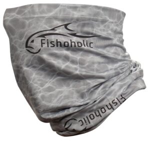 fishoholic fishing face mask buff -3 colors- upf50+ fishing neck gaiter wind dust sun protection hunting bandana (greyh2ocamo)