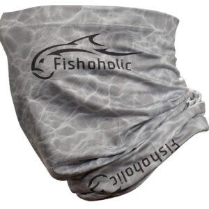 Fishoholic Fishing Face Mask Buff -3 Colors- UPF50+ Fishing Neck Gaiter Wind Dust Sun Protection Hunting Bandana (GreyH2OCamo)