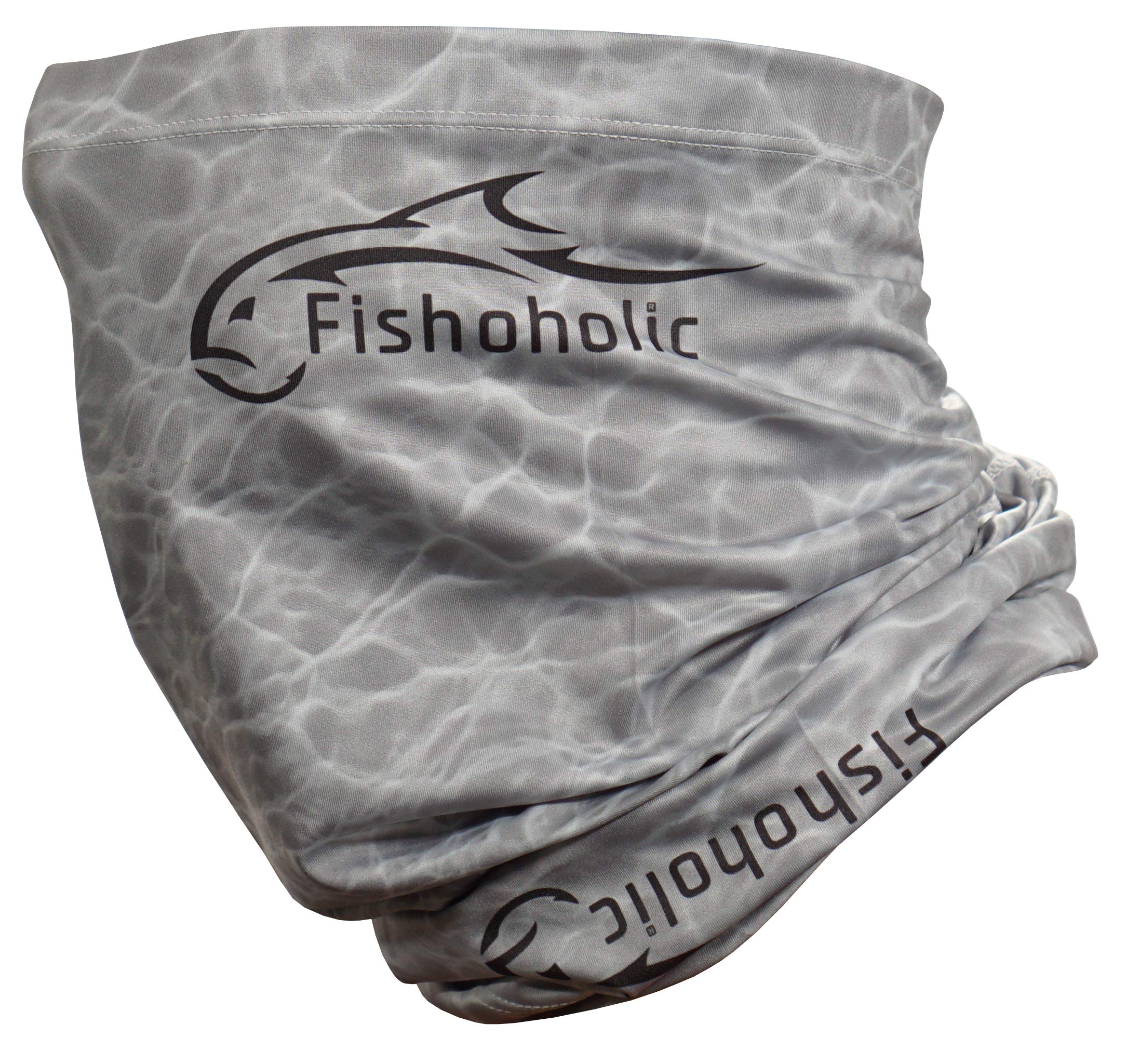 Fishoholic Fishing Face Mask Buff -3 Colors- UPF50+ Fishing Neck Gaiter Wind Dust Sun Protection Hunting Bandana (GreyH2OCamo)